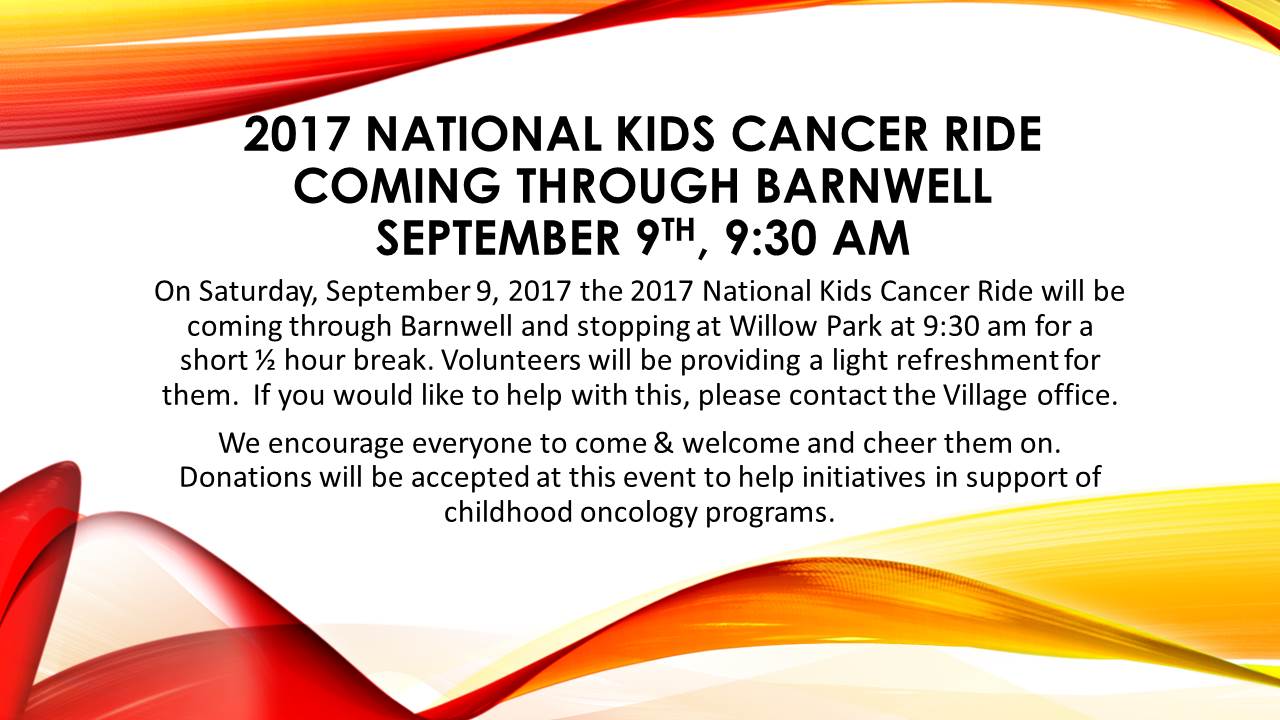 KIDS CANCER RIDE – Village of Barnwell